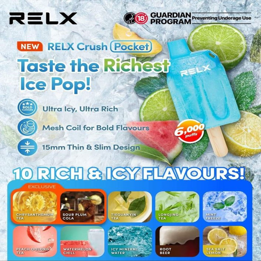RELX CRUSH POCKET 6000 RECHARGEABLE DISPOSABLE – sgvapedisposable